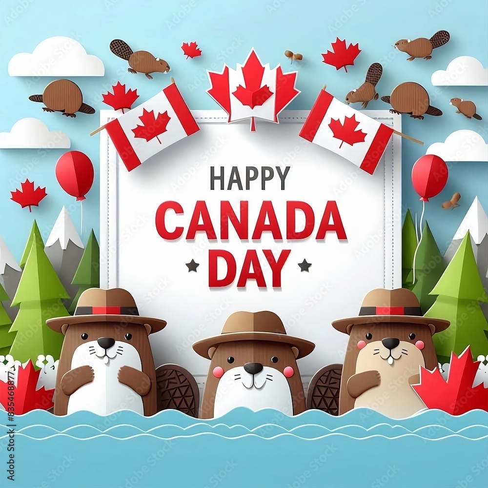 Happy Canada Day background with canada day celebration card with ...