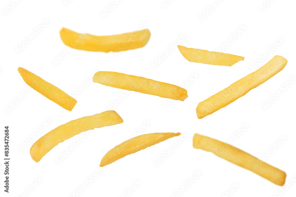 Falling french fries, potato fry on transparent background png Stock ...