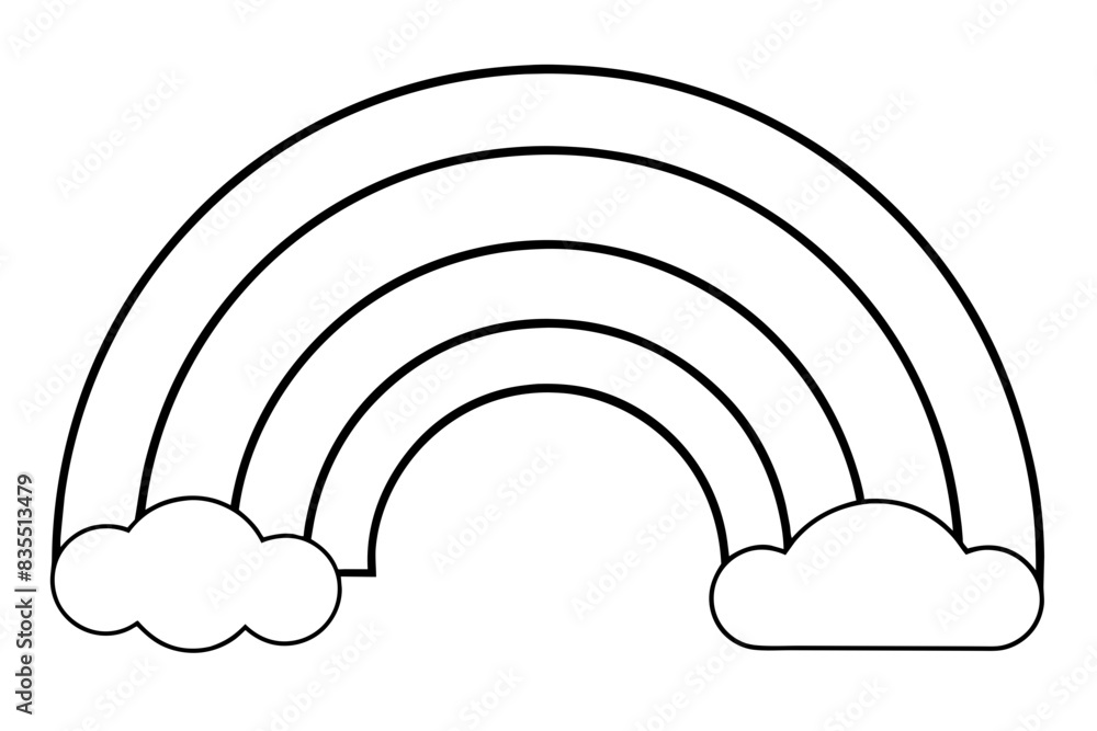 rainbow coloring page line art vector illustration Stock Vector | Adobe ...