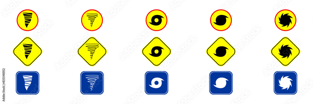 Hurricane warning road sign. Tornado bad weather hurricane road signs ...