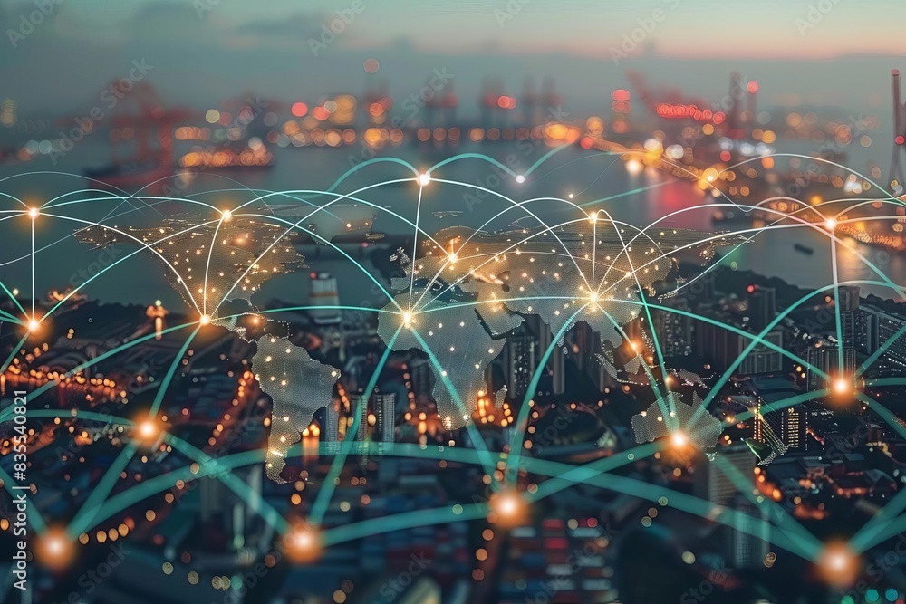 mapping global trade network with key shipping routes and supply chain ...