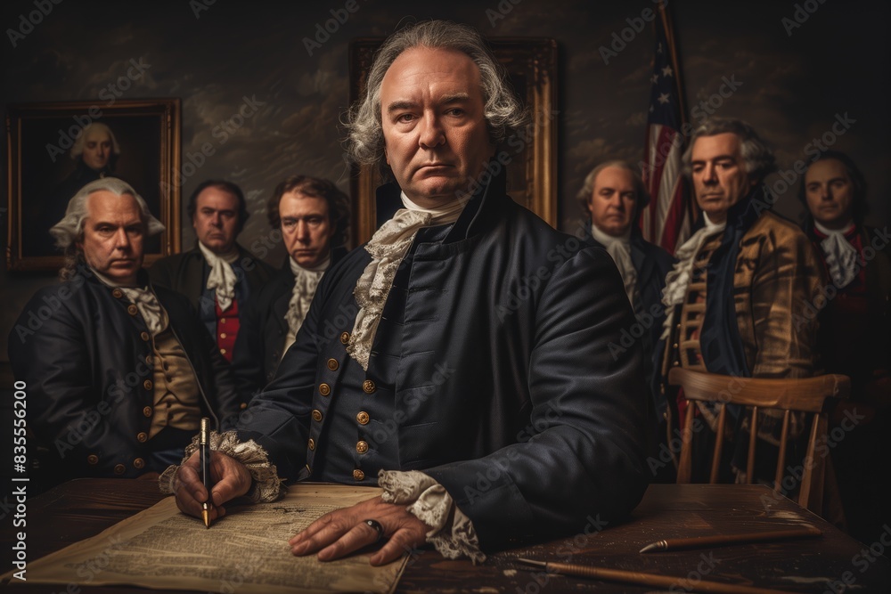 A historical reenactment of the signing of the Declaration of ...