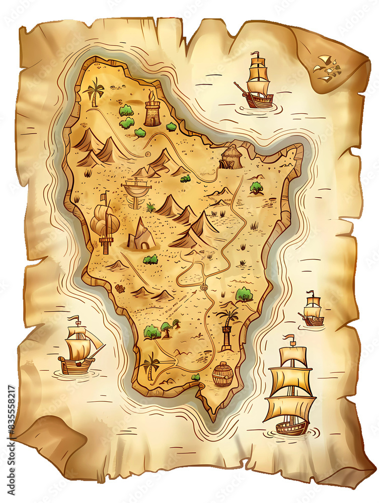 Cartoon pirate map clipart Stock Illustration | Adobe Stock