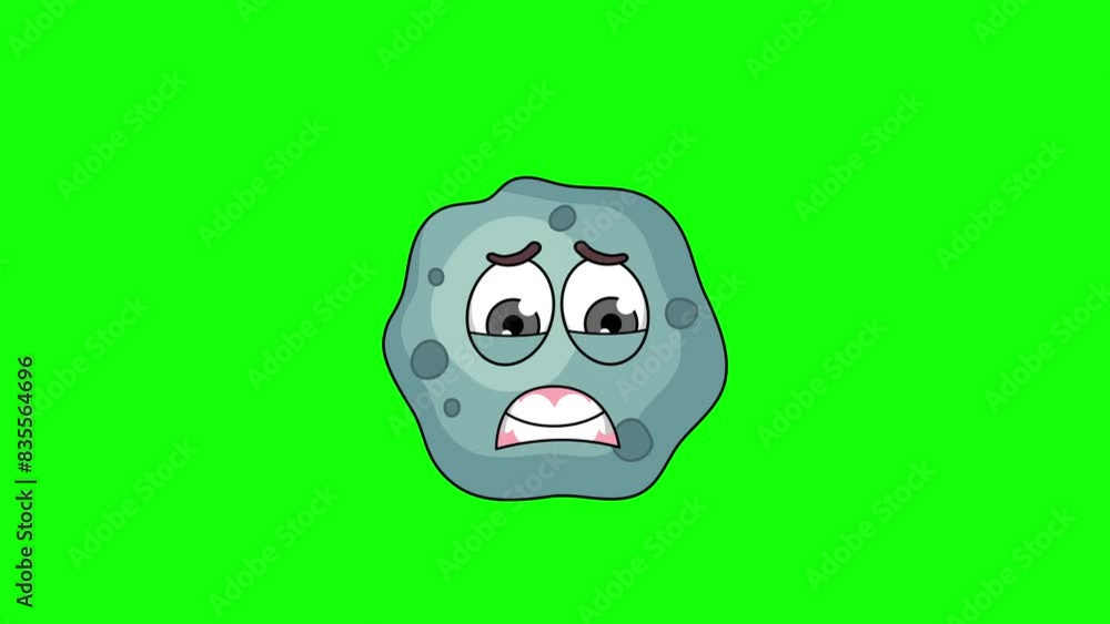 asteroid cartoon with a face screaming in fear, emoji emoticon ...