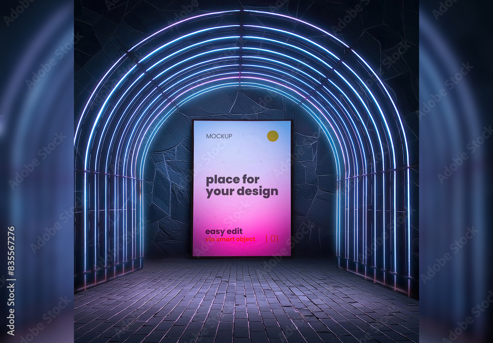 Neon Lights Futuristic Design Poster Image Mockup 06 Generative Ai ...