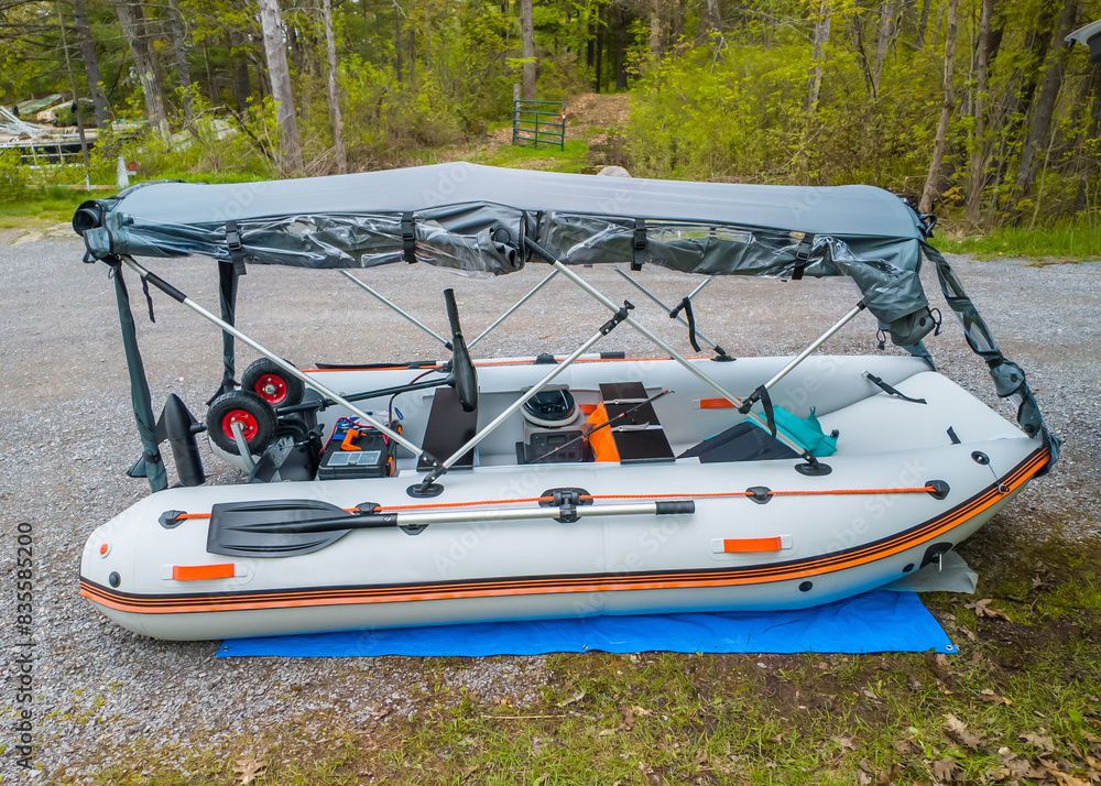 Inflatable PVC boat catamaran for fishing and hunting preparation ...