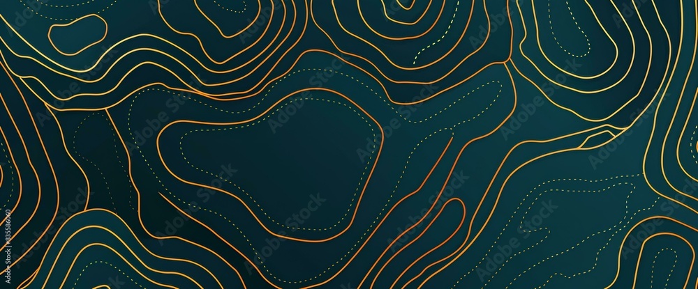 topography lines pattern background in teal and gold colors ...