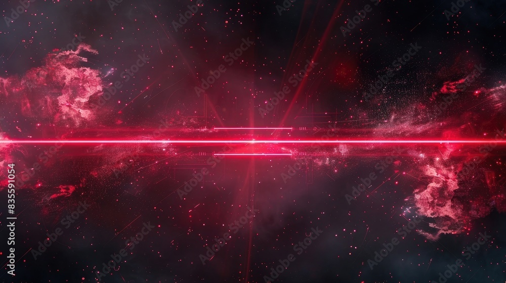 abstract background with laser crosshair, dust and smoke, red glowing ...
