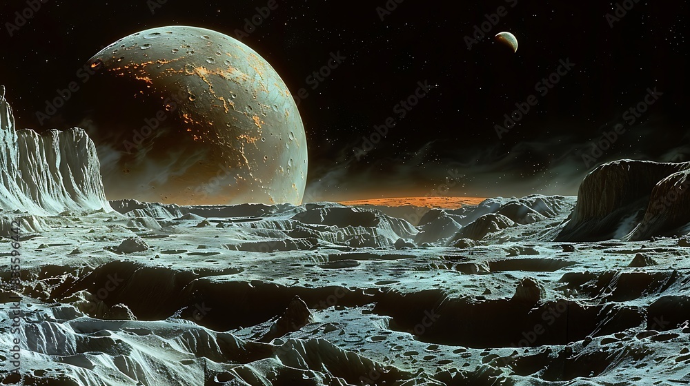 spacecraft approaching Pluto with Charon and the tiny moons Styx Nix ...