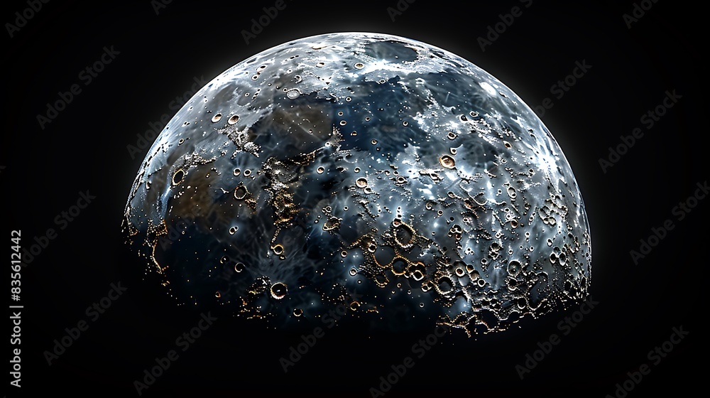 artistic photograph of the Last Quarter Moon showing half of its ...