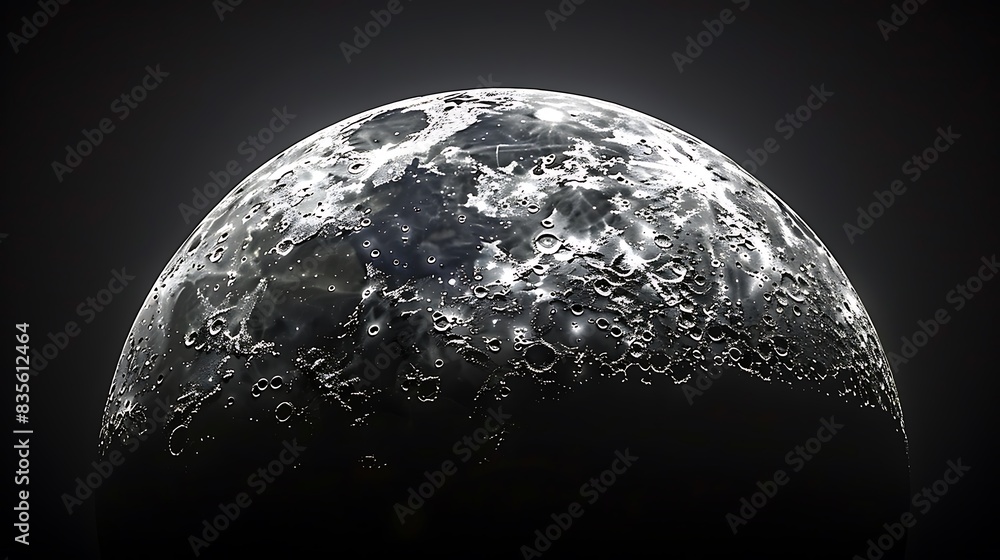artistic photograph of the Last Quarter Moon showing half of its ...