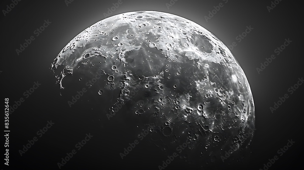 artistic photograph of the Last Quarter Moon showing half of its ...