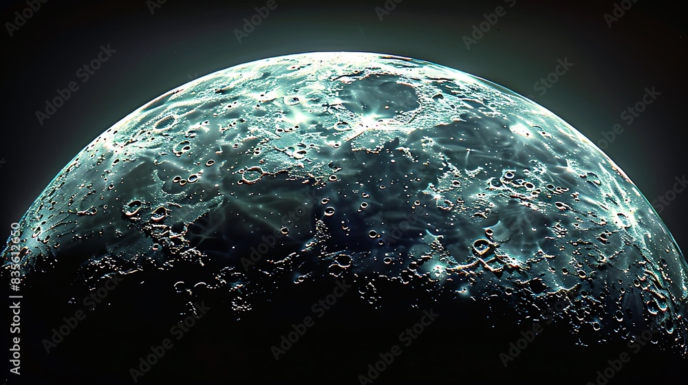 artistic photograph of the Last Quarter Moon showing half of its ...