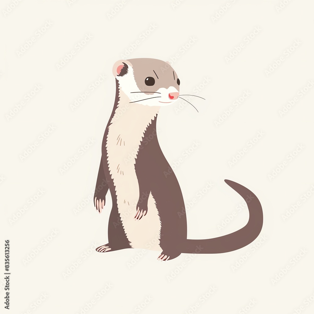 Cute cartoon illustration of a ferret standing on its hind legs. Stock ...