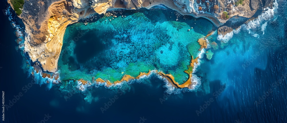 8k, Top view widescreen of Seascape The wonders of the Galapagos ...