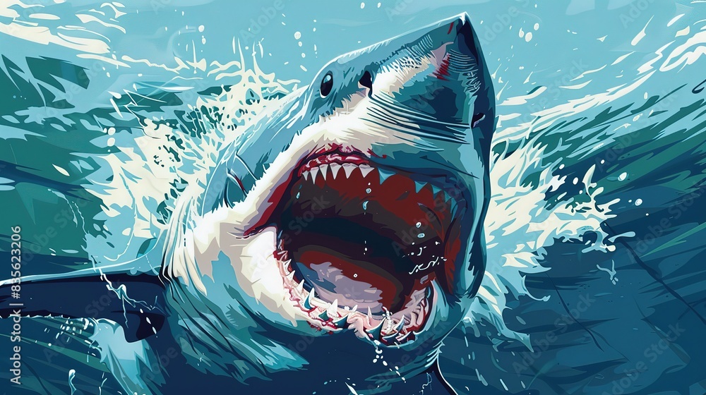 Beautiful Shark Great white shark print, Beware of sharks banner, Shark ...