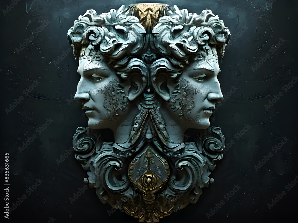 Janus, the two faces Roman anscient God. Janus wallpaper illustration ...