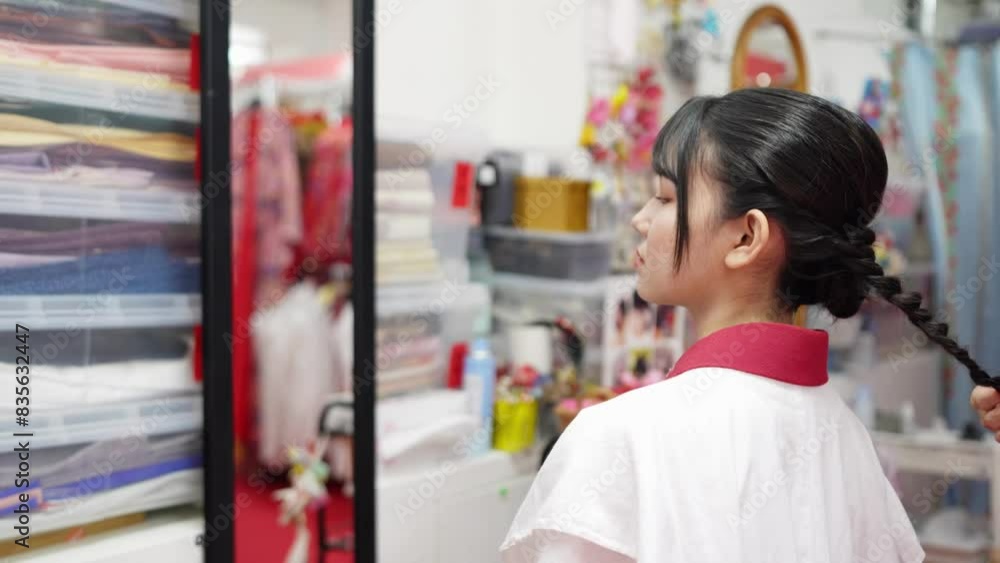 A young woman in her twenties, wearing traditional Ryusou, is having ...