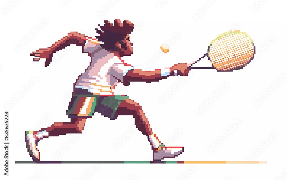 8-bit pixel badminton player, pixel art vector illustration. Stock ...