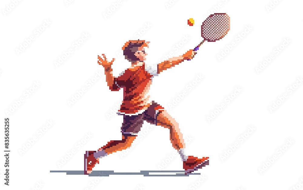8-bit pixel badminton player, pixel art vector illustration. Stock ...