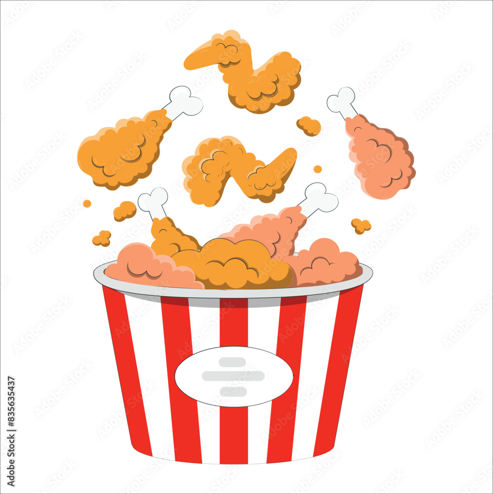 Fried breaded chicken fillet in white cardboard box isolated on white ...