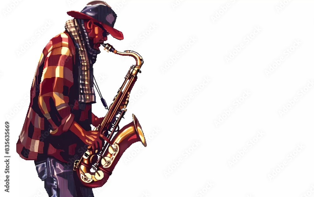 8-bit pixel saxophone player, pixel art vector illustration. Stock ...