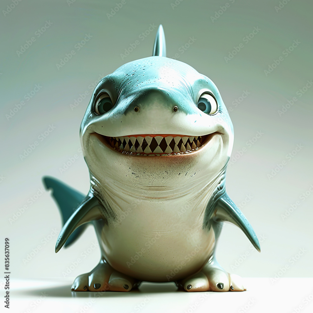 Adorable shark cartoon Illustration. Chibi shark cartoon character ...