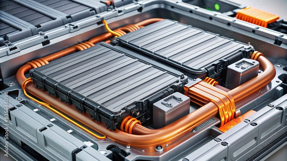 Detailed view of an electric vehicle's power battery pack , electric ...