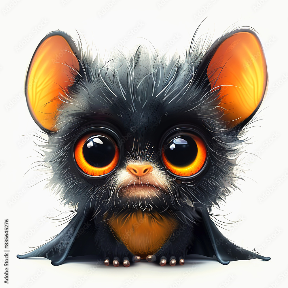 Cute 3D Bat animal cartoon Character. Realistic Bat toon 3D model ...