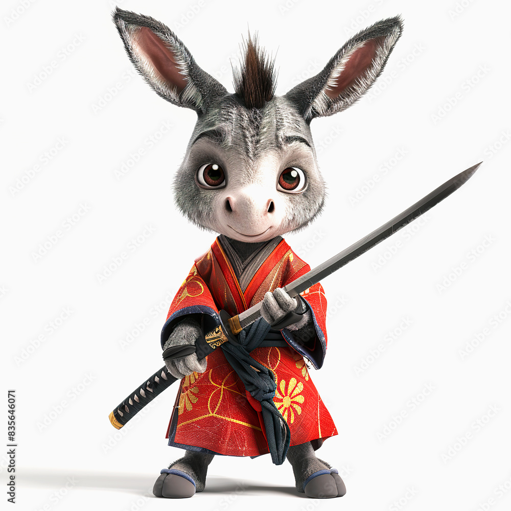 Donkey Samurai Wielding Katana Sword cartoon. Donkey Samurai cartoon ...