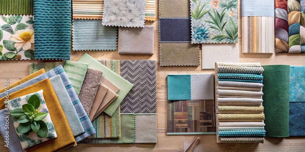 Interior design mood board with fabric and paint swatches , interior ...