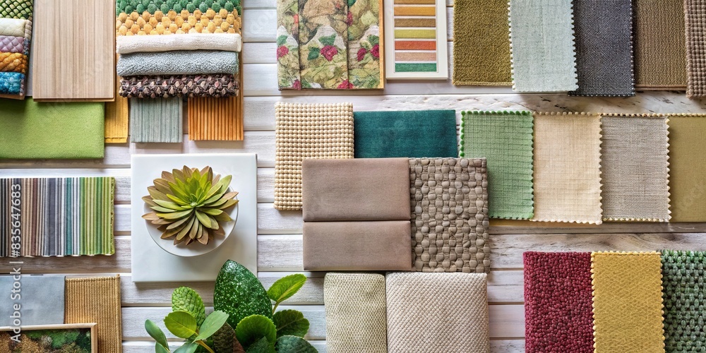 Interior design mood board with fabric and paint swatches , interior ...