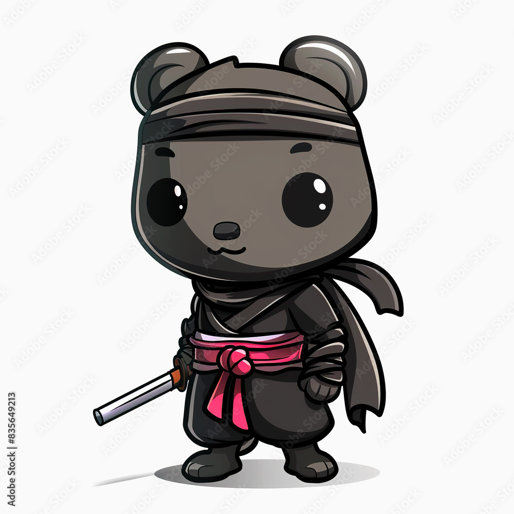 Hamster assassin cartoon on white background. Hamster ninja cartoon ...