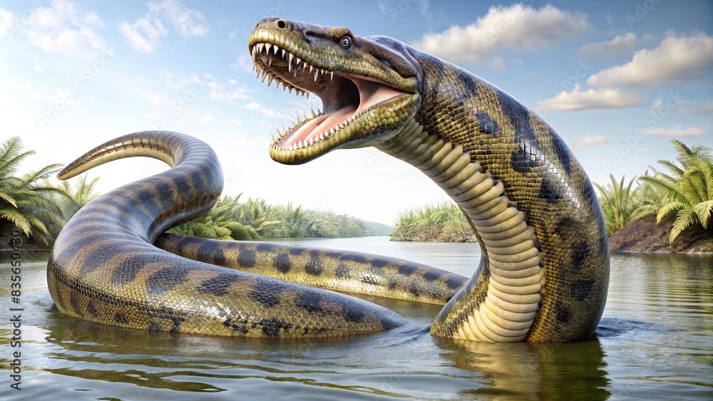 Isolated image of Titanoboa, the largest prehistoric snake, prehistoric ...