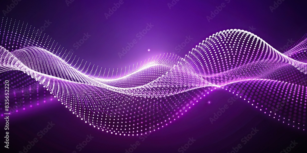 Abstract digital wave design with white dots on purple background ...