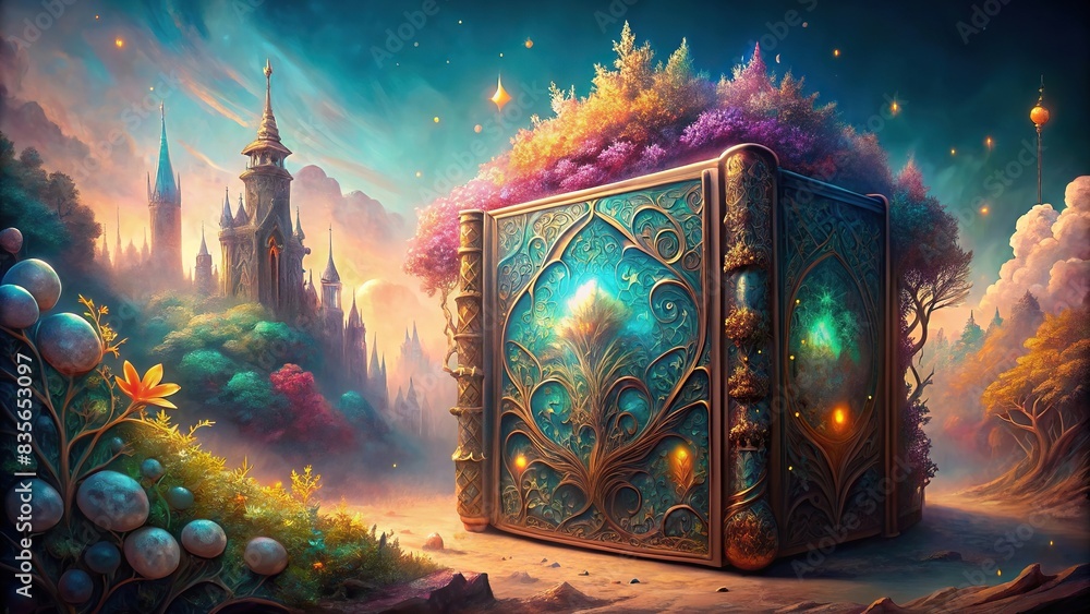 Fantasy book covers with watercolor art on background with generative ...