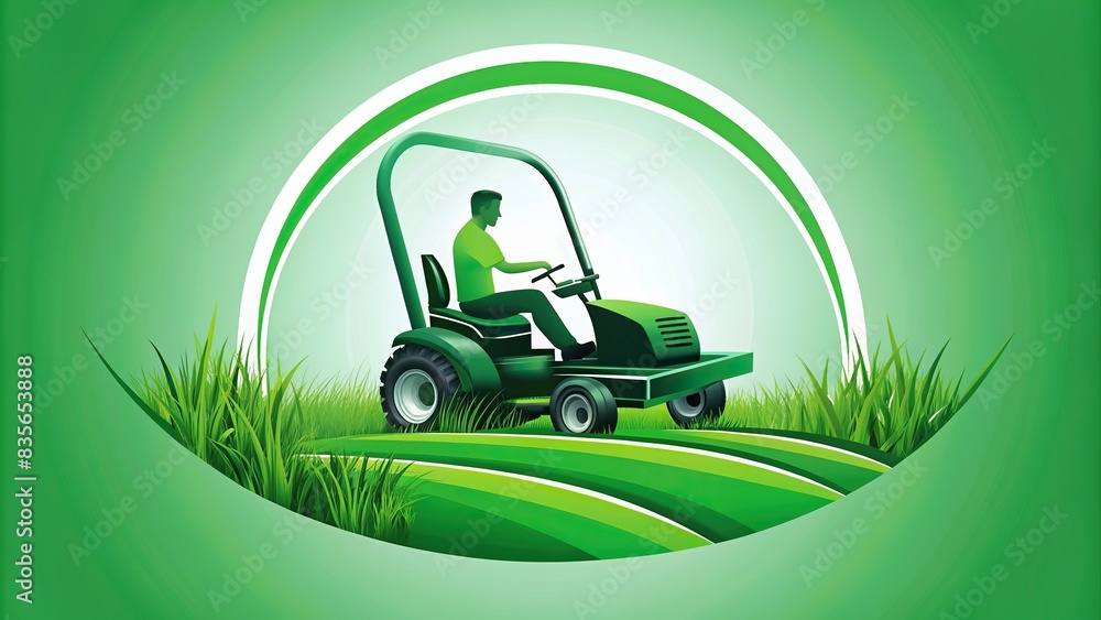 Zero turn lawn mower cutting grass logo design, zero turn, lawn mower ...