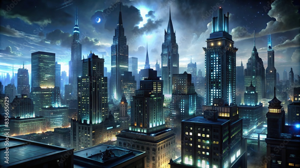 Concept art of Gotham city at night, Generative , Gotham city, night ...