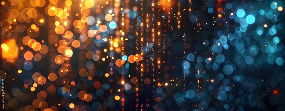Digital background of binary code and glowing lights, perfect for ...