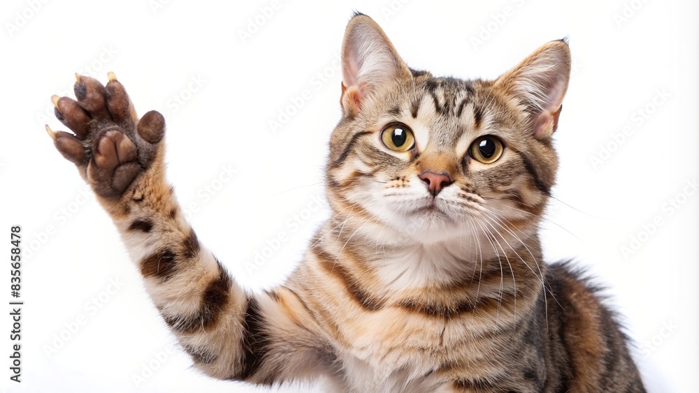 Cat giving high five, isolated on white background, cat, high five ...