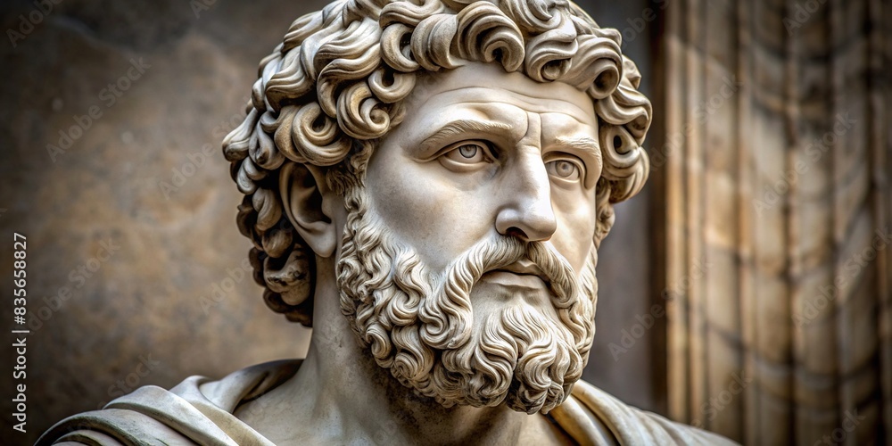 Stoic man statue in classical pose with a determined expression , stoic ...