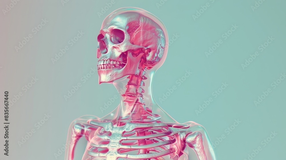 Human skeleton torso in chromatic colors - A chromatic 3D rendered ...