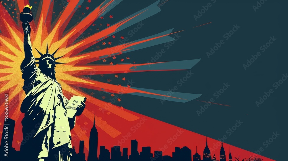 Retro pop art Statue of Liberty design - A pop art-inspired graphic ...