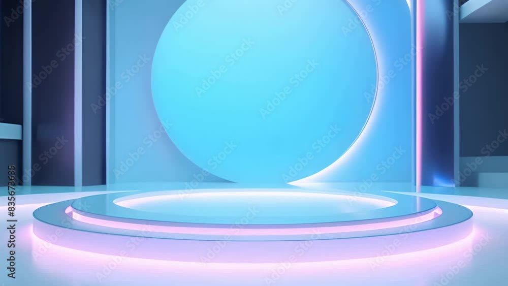 podium Futuristic showcase with platform for product displaying. Empty ...