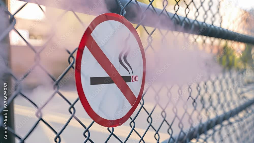 A No Smoking sign with a red circle and slash symbol is displayed ...