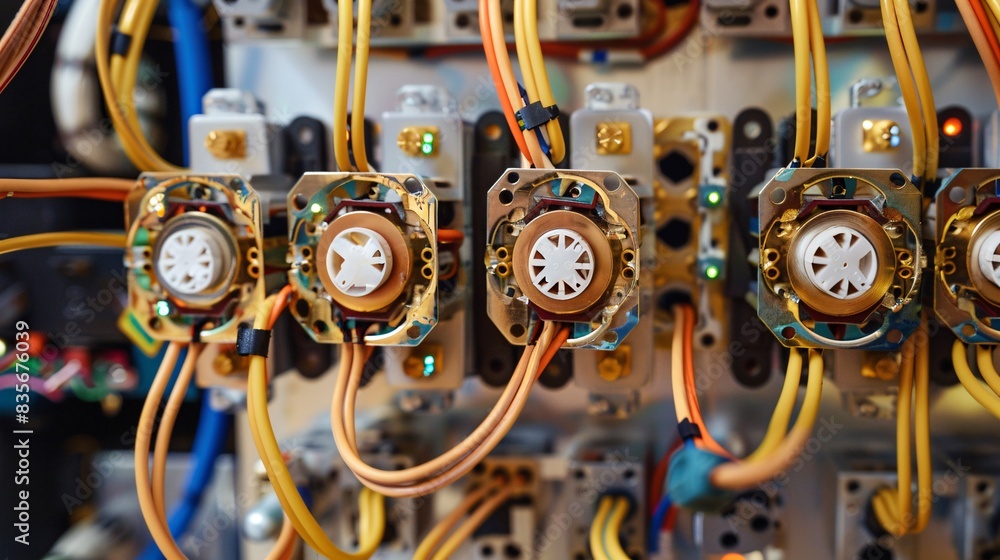 Coils of electrical wiring and junction boxes for new home electrical ...