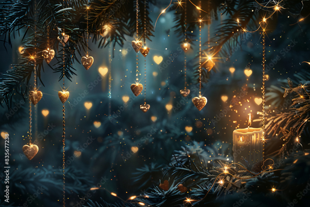 Illustrate a magical forest scene with a candle in the shape of an ...