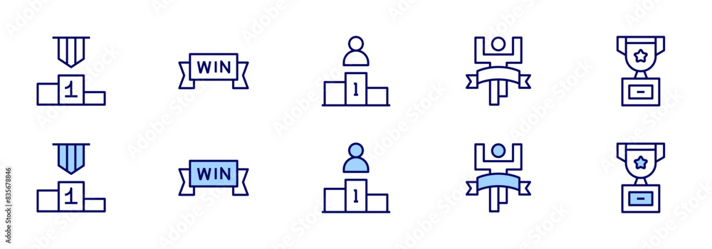 Winner icons. Duotone style. Line style. Editable stroke. Vector ...