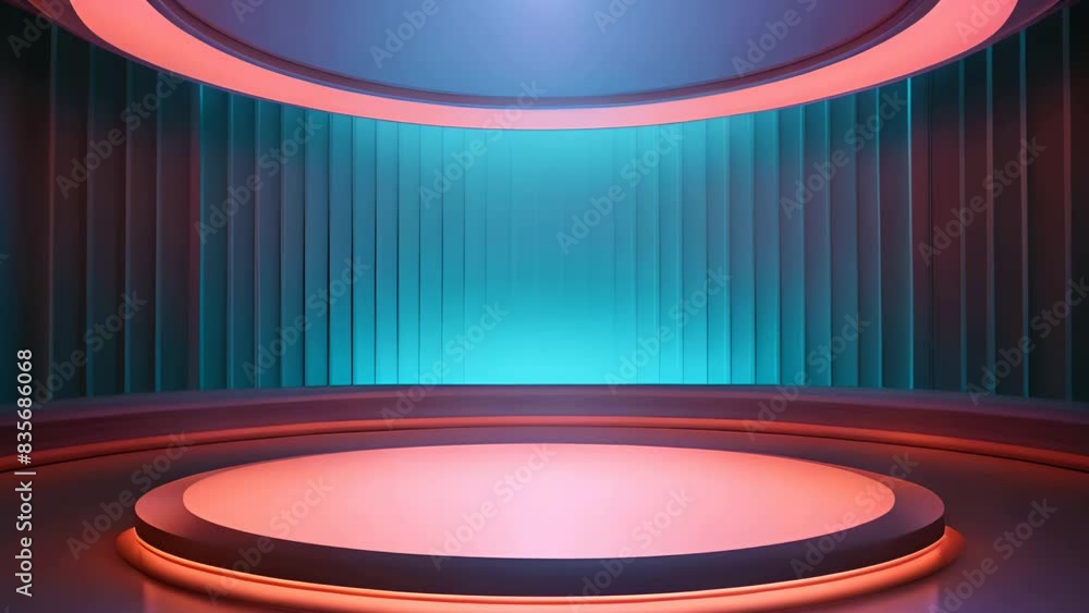 podium Futuristic showcase with platform for product displaying. Empty ...