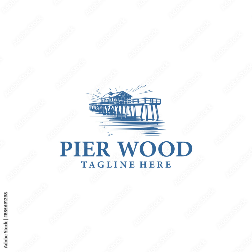 Pier wood logo vector illustration Stock Vector | Adobe Stock